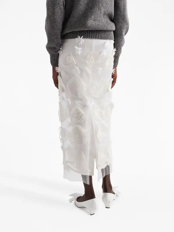 Prada Embroidered Duchesse Maxi Skirt