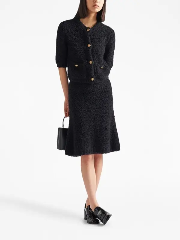Prada Bouclé Mohair Knit Skirt - Black