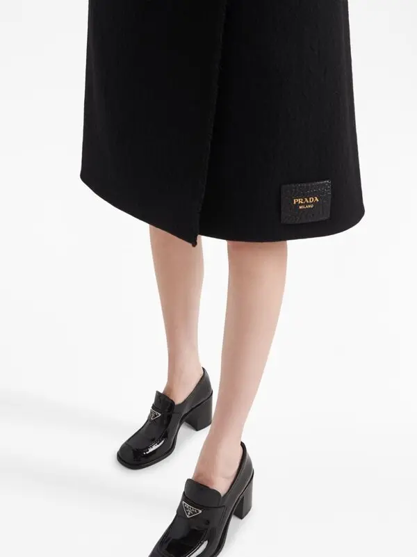 Prada Safety Pin Embellished Wool Midi Skirt