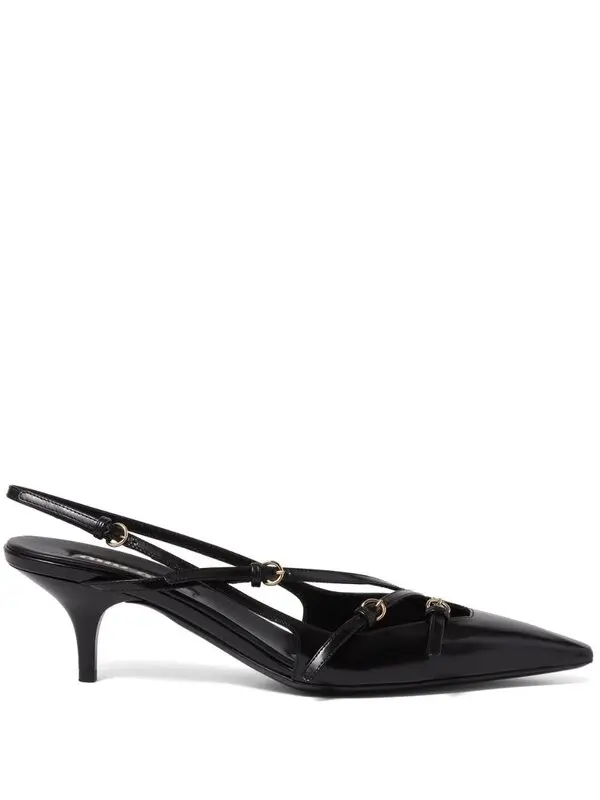 Miu Miu 55mm Buckle-embellished Slingback Pumps - Black