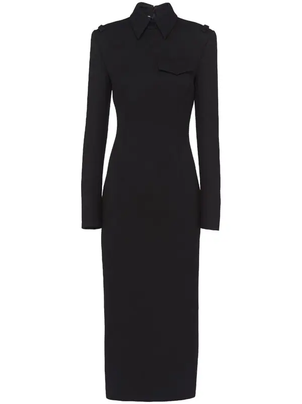 knee length dresses for ladies Prada Black Vintage 90s Long Sleeve Lace Dress – My Store main image 0