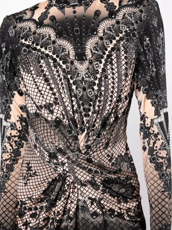 Camilla Jewellery-print Draped Dress