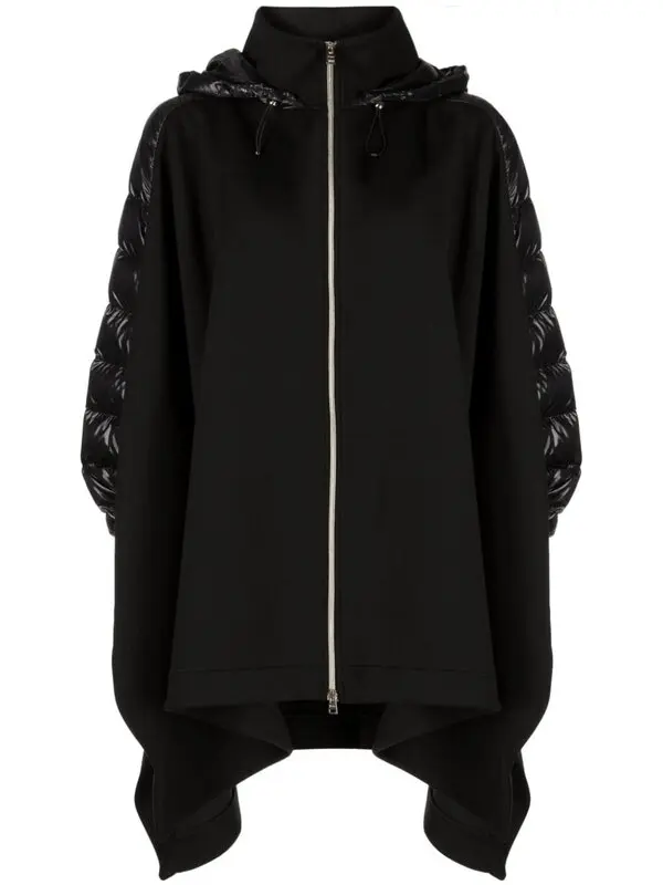 Herno Hooded Cotton Knitted Cape - Black