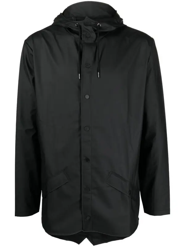 Rains Hooded Press-stud Jacket - Black