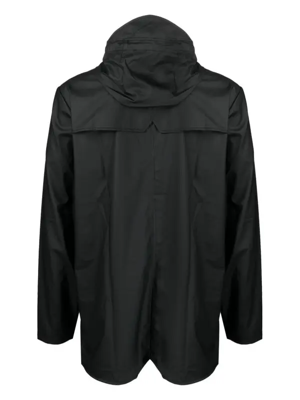 Rains Hooded Press-stud Jacket - Black