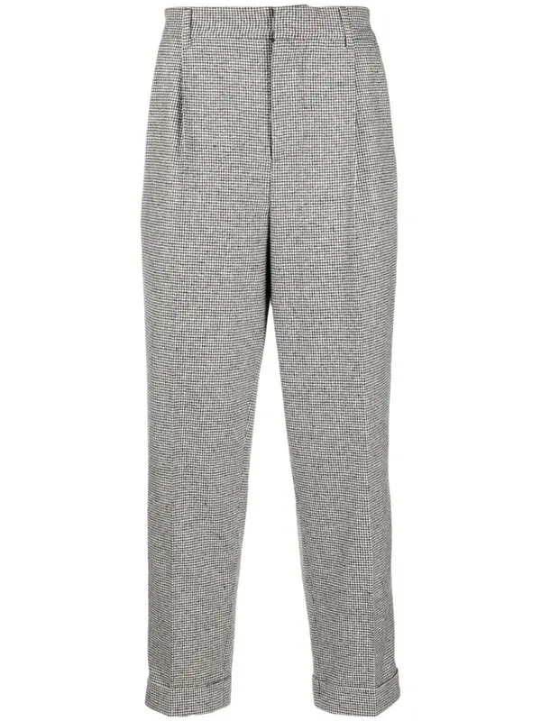 Brunello Cucinelli Micro-houndstooth Pattern Trousers - Grey