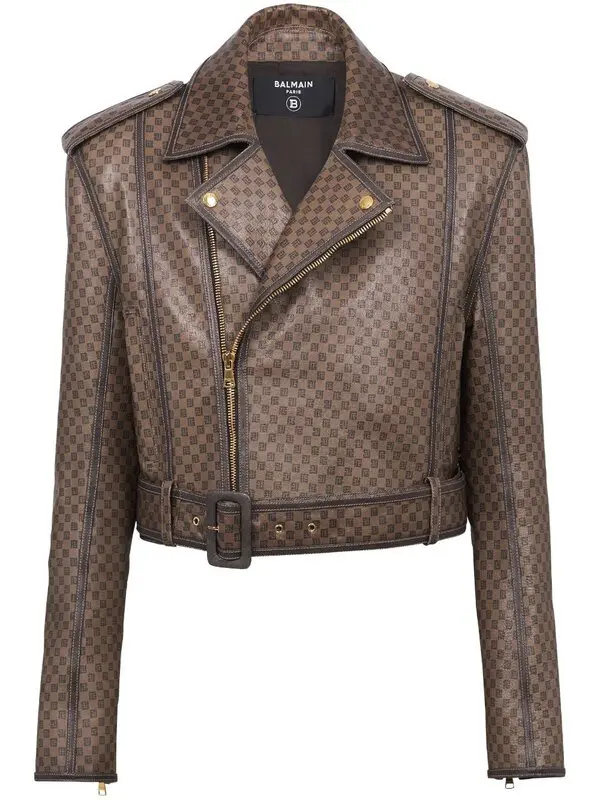 Balmain Logo-embossed Leather Jacket