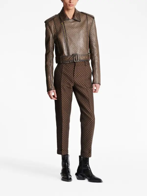 Balmain Logo-embossed Leather Jacket