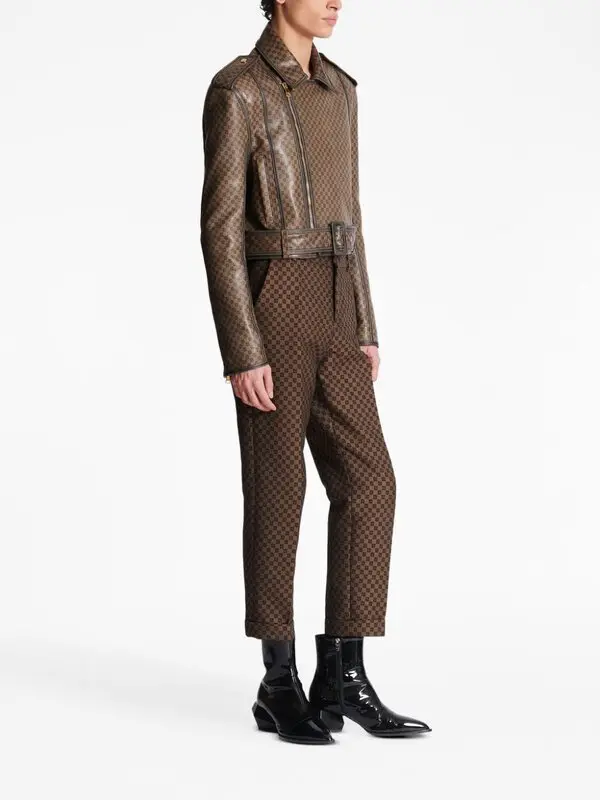 Balmain Logo-embossed Leather Jacket