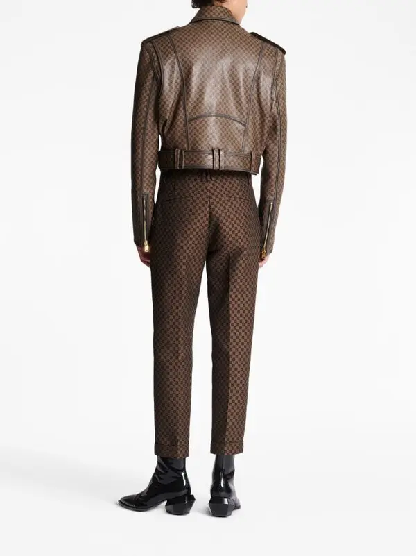 Balmain Logo-embossed Leather Jacket