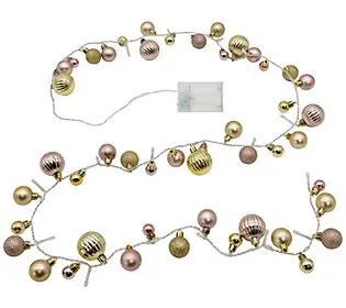 LUMABASE String Lights With Gold Christmas Orna Ments - One-color