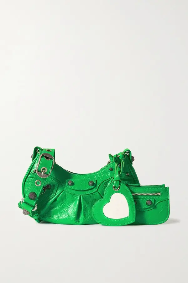 Balenciaga Le Cagole Xs Crinkled-leather Shoulder Bag - Green
