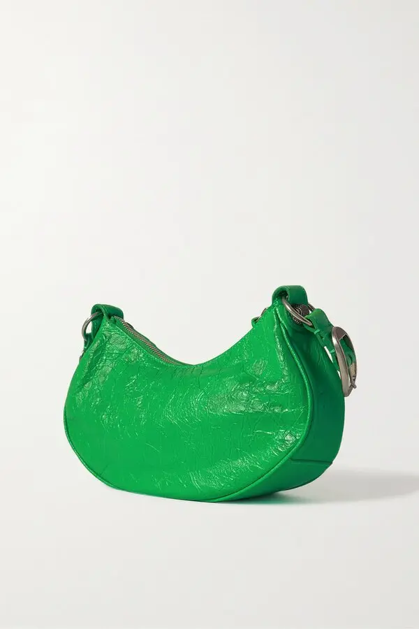 Balenciaga Le Cagole Xs Crinkled-leather Shoulder Bag - Green