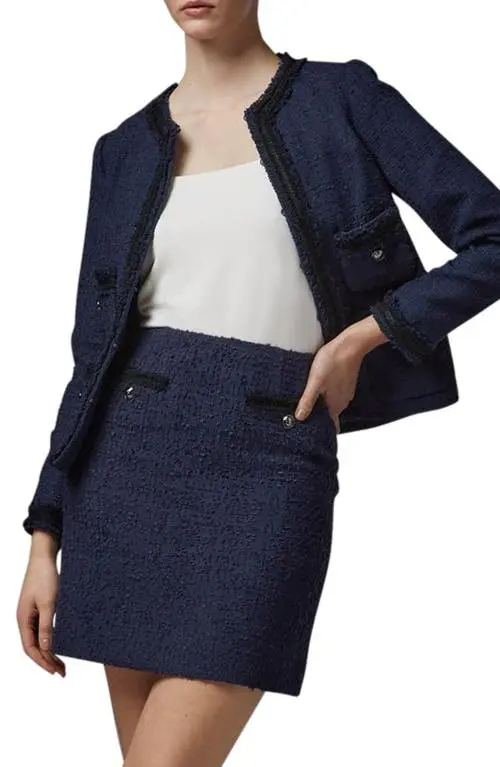 LK BENNETT Charlee Tweed Jacket - Navy