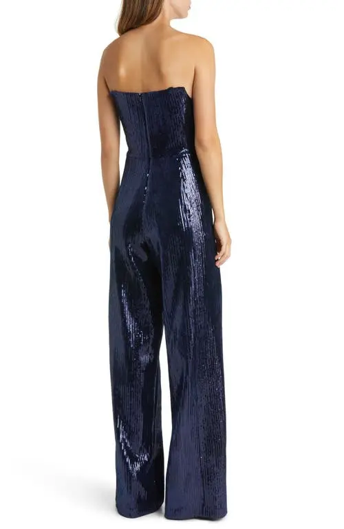 Black Halo Lena Strapless Sequin Jumpsuit