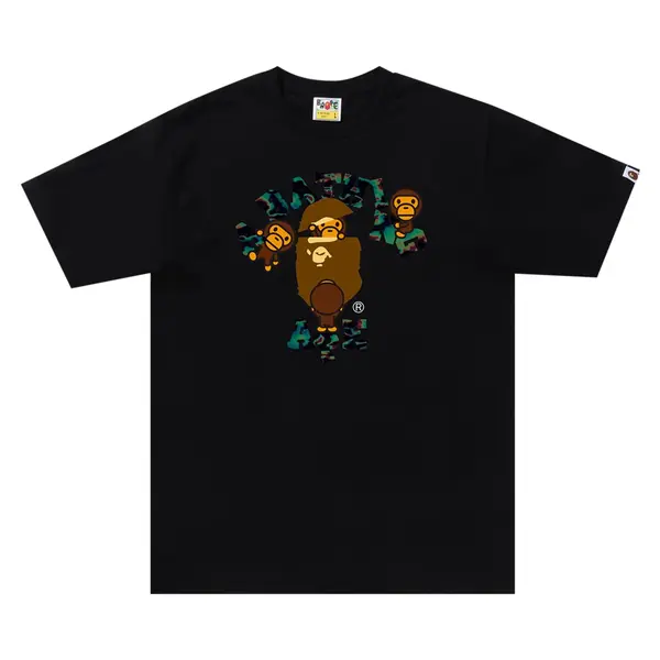 A BATHING APE Thermography College Milo Tee - Black