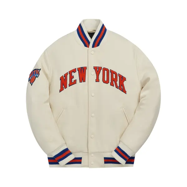 Kith And Golden Bear New York Knicks Varsity Jacket Cream