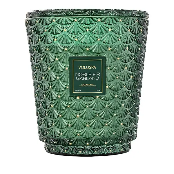 Voluspa Noble Fir Garland 5 Wick Hearth Candle, 123 Oz - Green