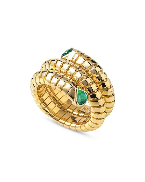 Marina B 18k Yellow Gold Trisola Emerald Ring - Green/gold