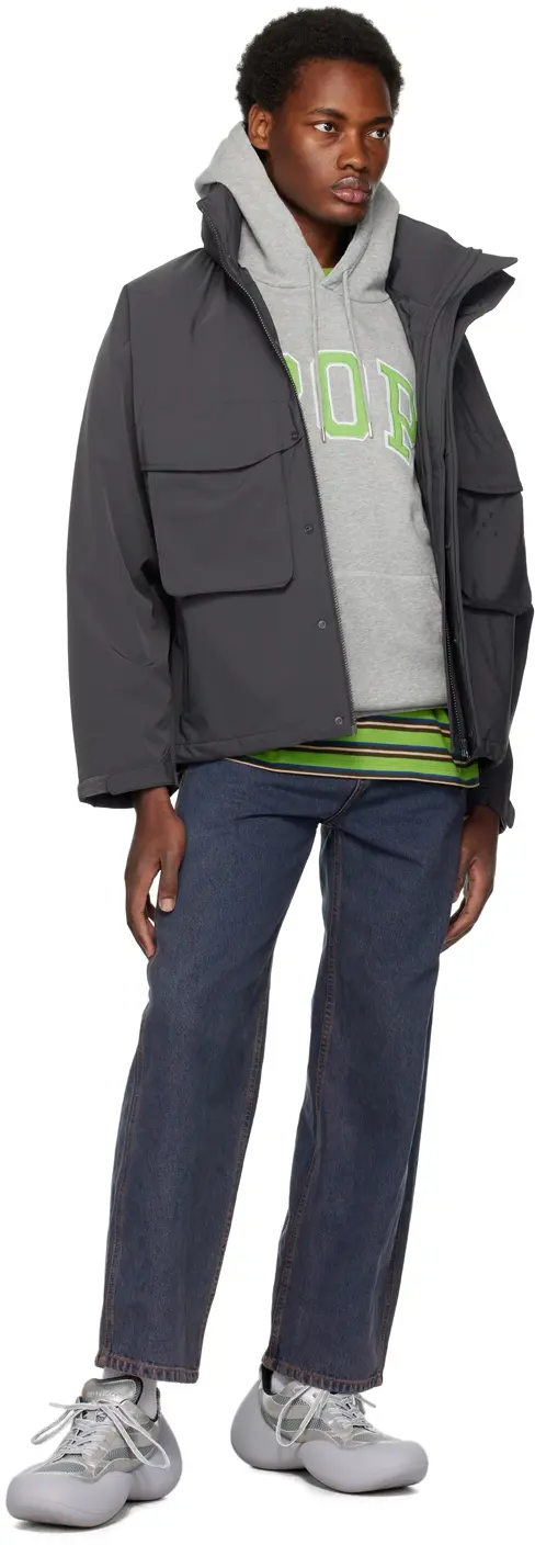 Pop Trading Company Gray Shell Jacket In Charcoal - 56% Off