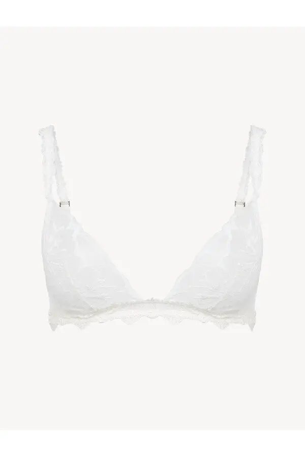 La Perla Soft Triangle Bra In Off With Leavers Lace