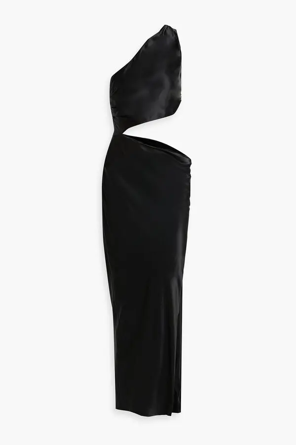 NICHOLAS Oneshoulder Cutout Silksatin Maxi Dress - Black