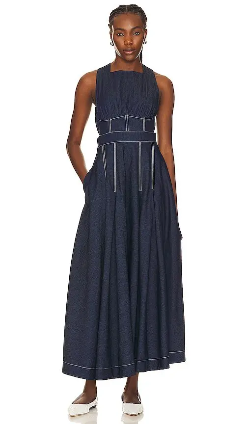 aureta denim dress Aureta. Elke Maxi In Blue In - 51% Off Celia mini dress 🌸 Amazon Free People RSVP|BACHELORETTE PARTY Featuring a sleeveless sculpted Size:6 months