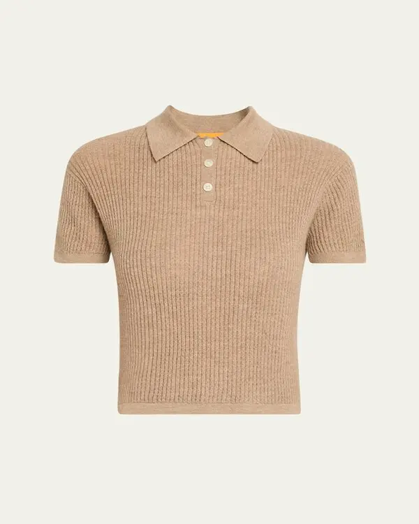 Guest In Residence Cashmere Shrunken Polo Sweater - Burnt Coco