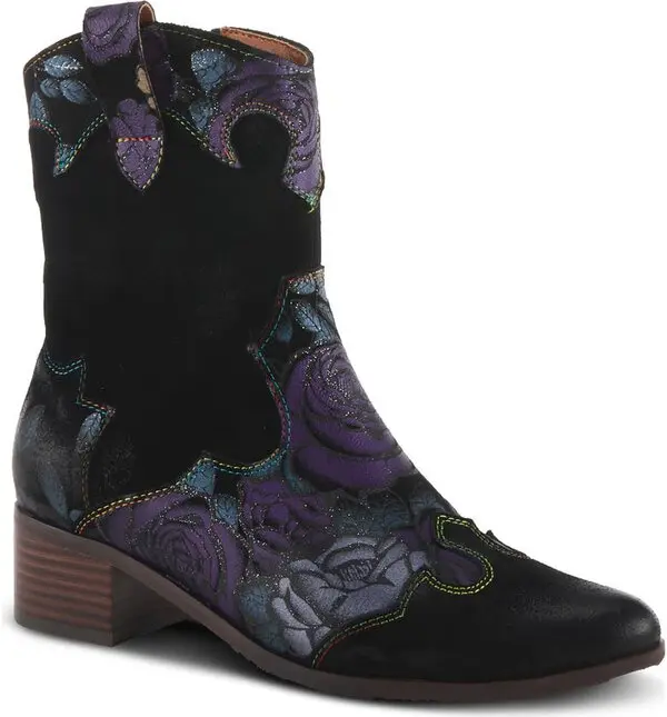 SPRING STEP SHOES Lady Luck Western Bootie - Purple Multi