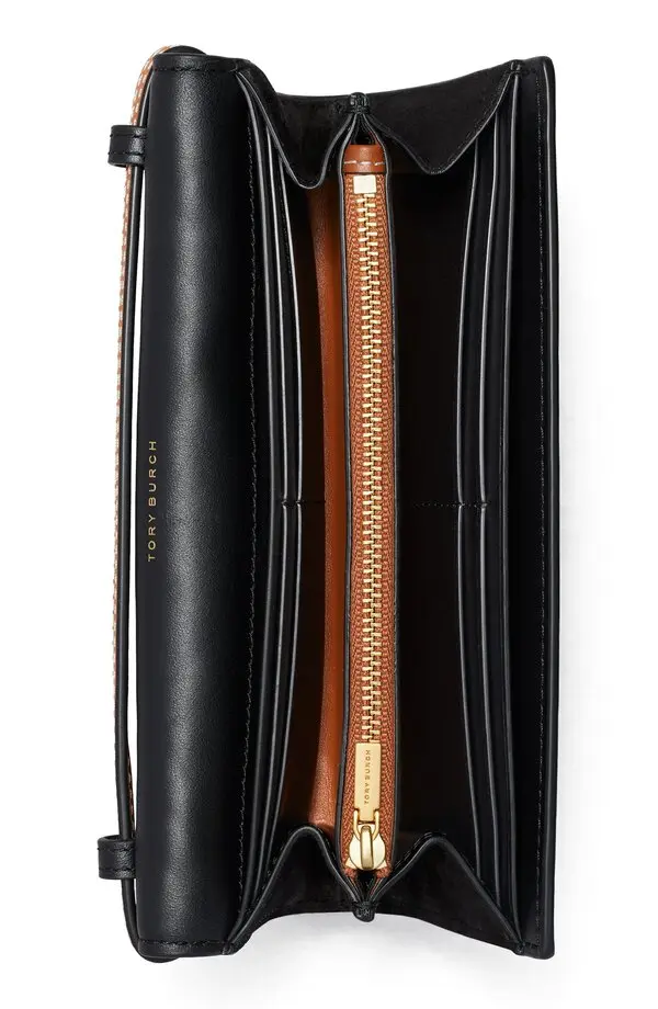 Tory Burch Monogram Logo Patent Leather Crossbody Wallet