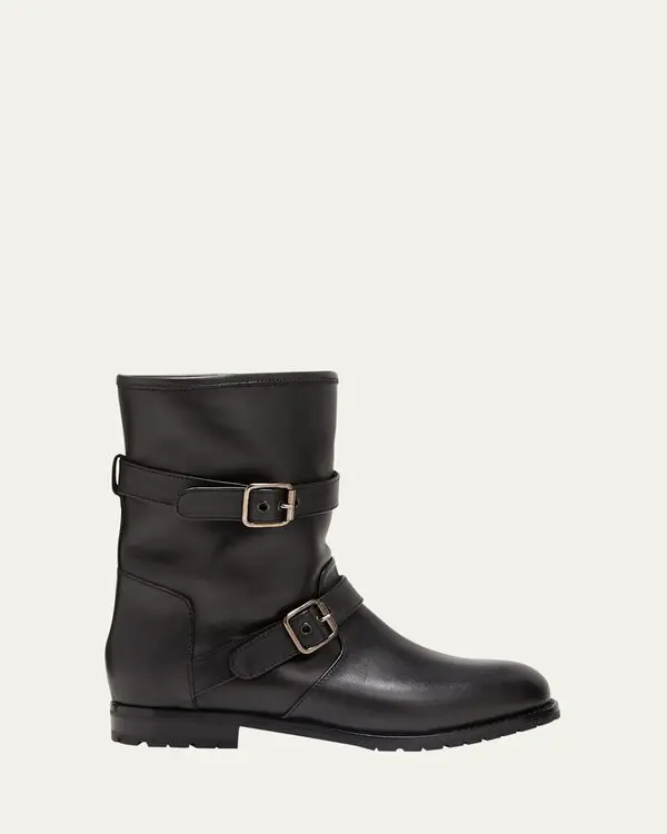 Manolo Blahnik Sulaltra Leather Biker Booties