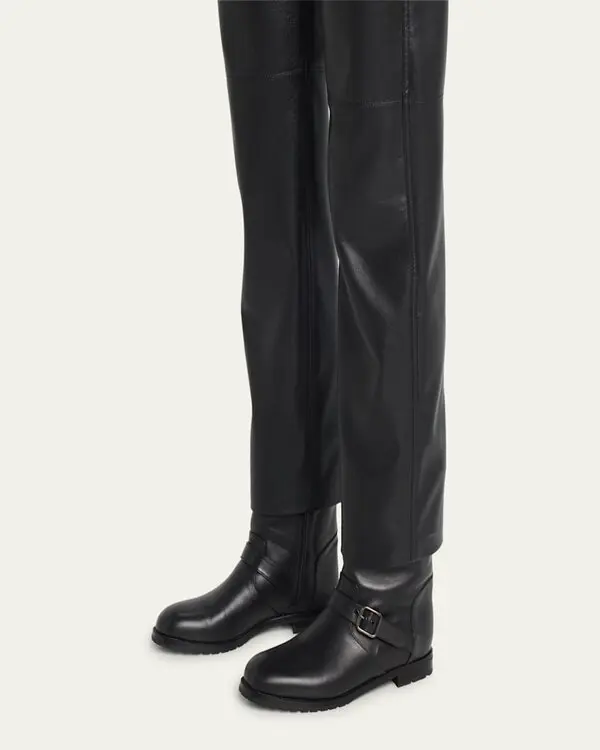 Manolo Blahnik Sulaltra Leather Biker Booties