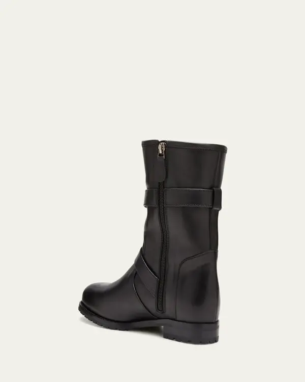 Manolo Blahnik Sulaltra Leather Biker Booties