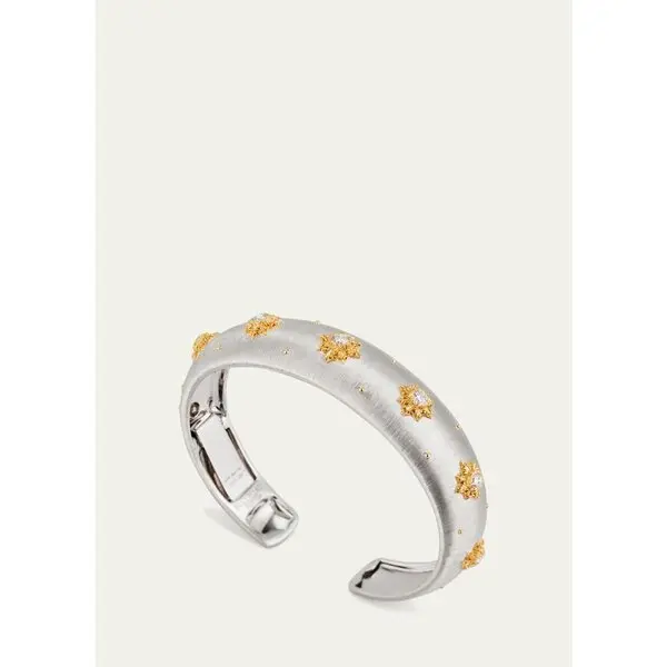 Buccellati 18k White Macri Classica Cuff Bracelet With Diamonds