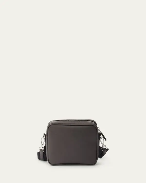 Prada Saffiano Leather Crossbody Bag With Pouch - Grey Black