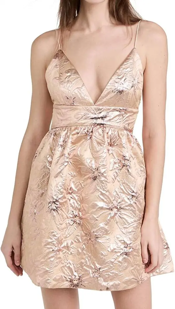 short rose gold silk dress Short Rose Gold Homecoming Dress with Butterflies Rose Gold / Small