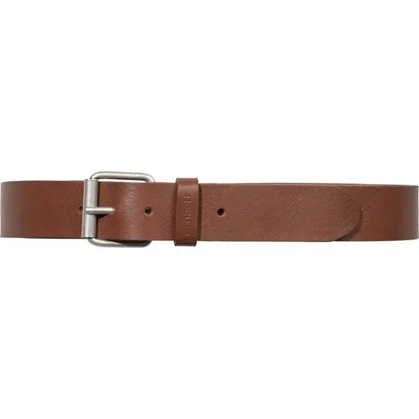 Carhartt Work In Progress Script Leather Belt - Cognac / Silver