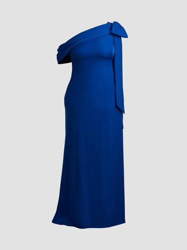 Tadashi Shoji Plus One-shoulder Crepe Sheath Gown - Royal Blue