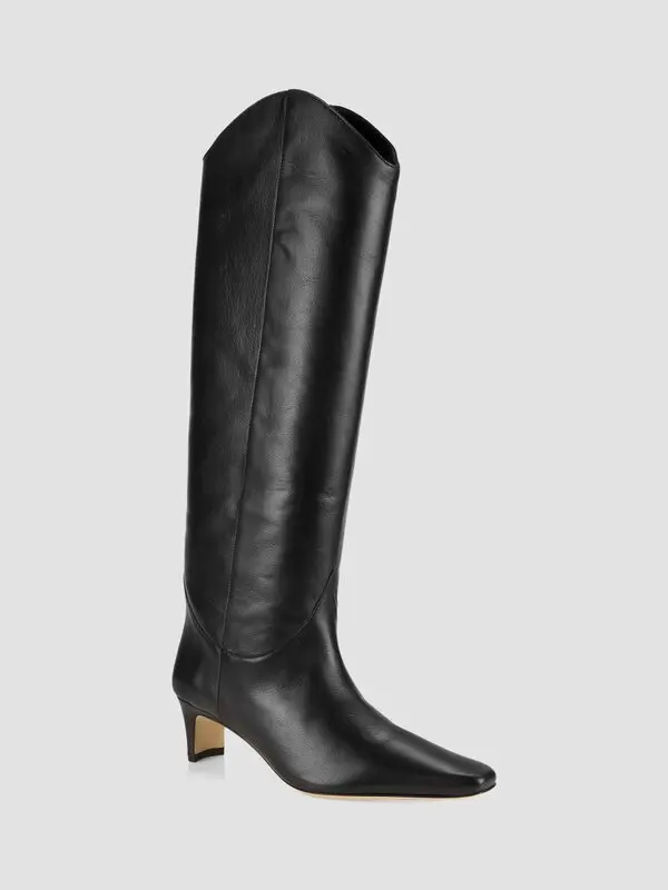 Staud Western Wally 50mm Leather Knee-high Boots - Black