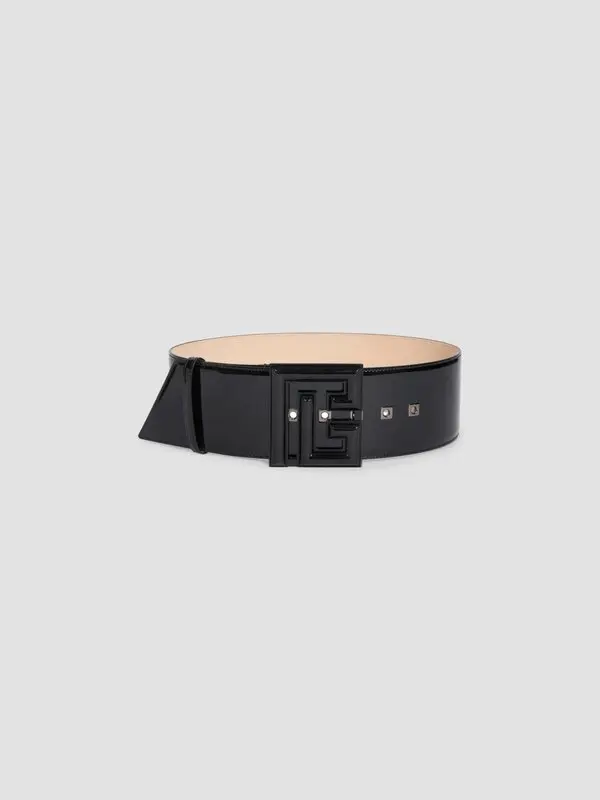 Balmain Patent Leather B-belt - Noir