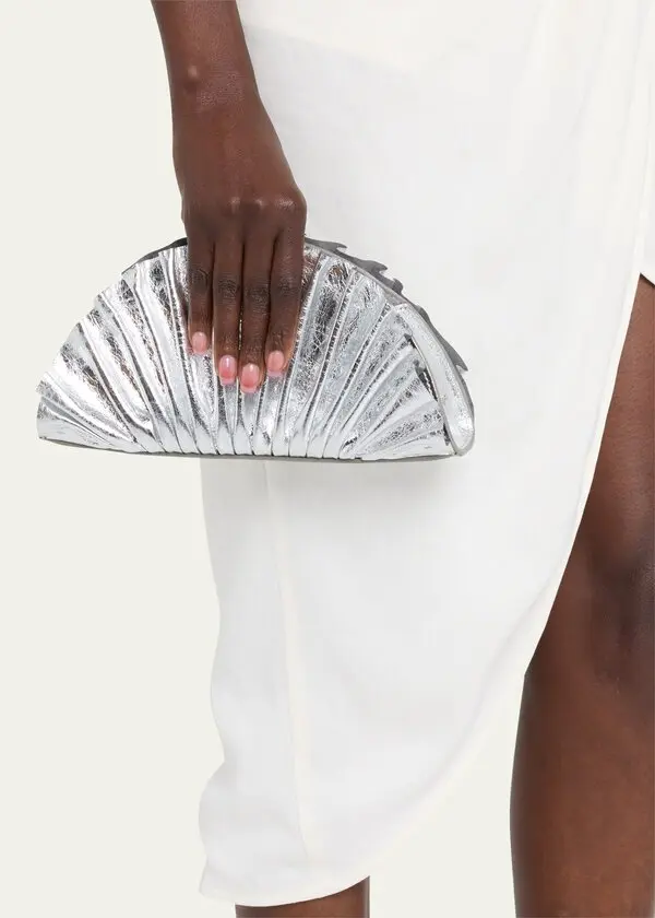 Cult Gaia Nala Mini Shell Clutch Bag - Silver