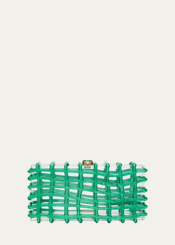 Cult Gaia Rina Caged Clear Clutch Bag