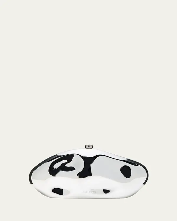 Cult Gaia The Caldera Metallic Clutch Bag - Shiny Silver