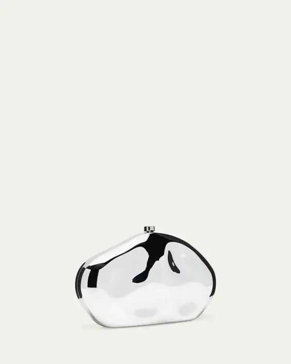 Cult Gaia The Caldera Metallic Clutch Bag - Shiny Silver