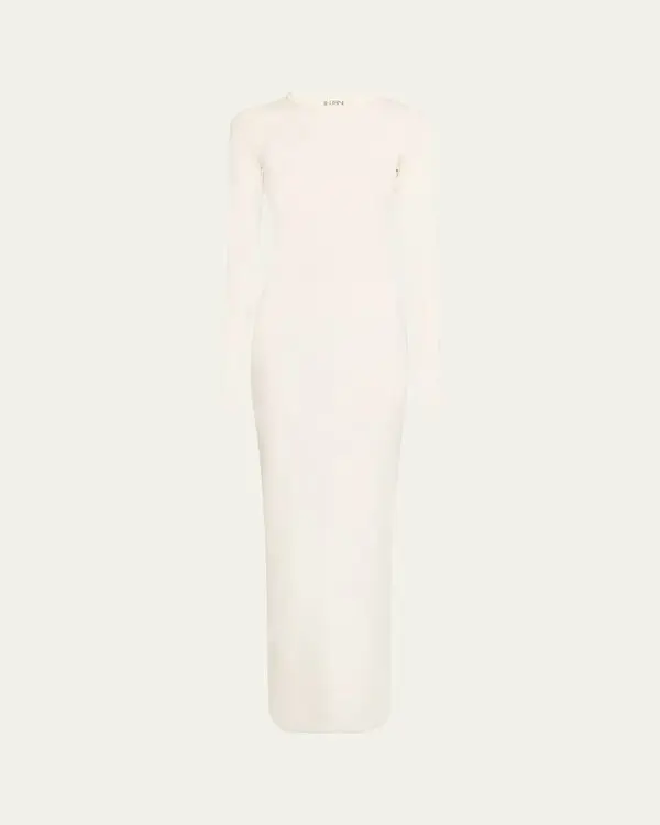 Eterne Long-sleeve Rib-knit Maxi Dress - Cream