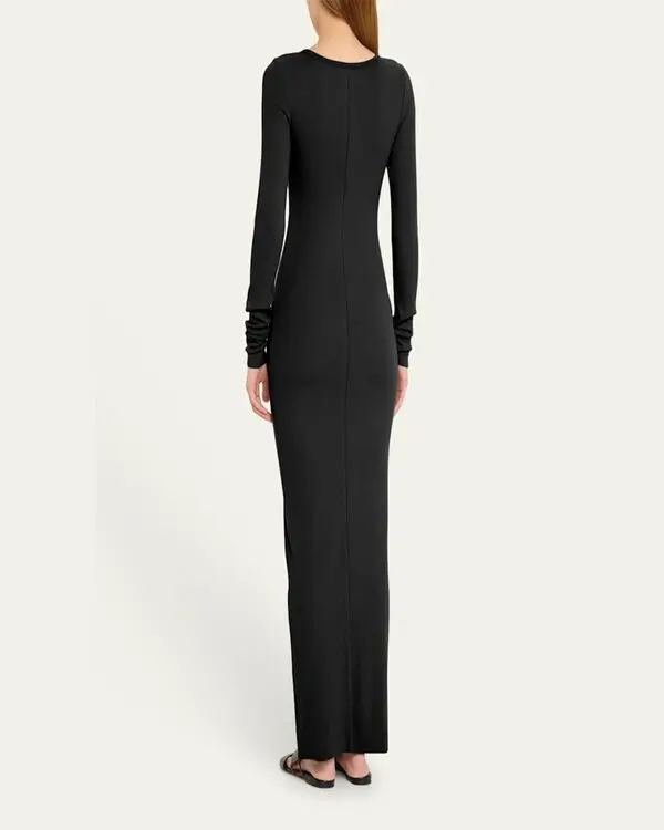 Eterne Long-sleeve Rib-knit Maxi Dress - Cream