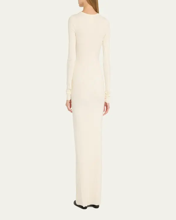 Eterne Long-sleeve Rib-knit Maxi Dress - Cream