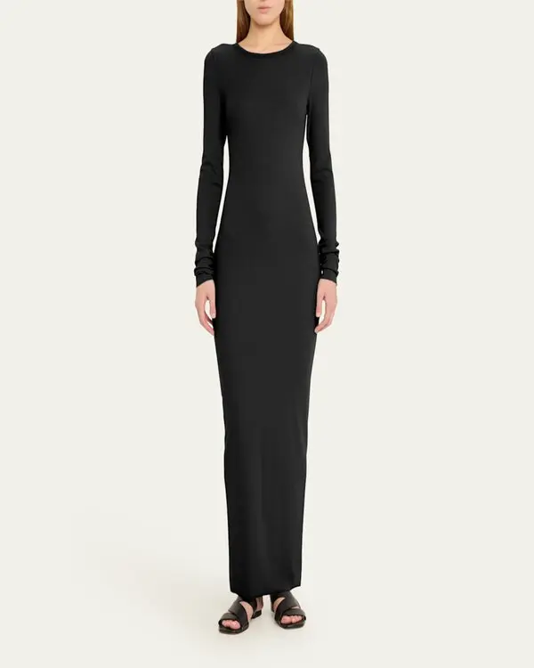 Eterne Long-sleeve Rib-knit Maxi Dress - Cream
