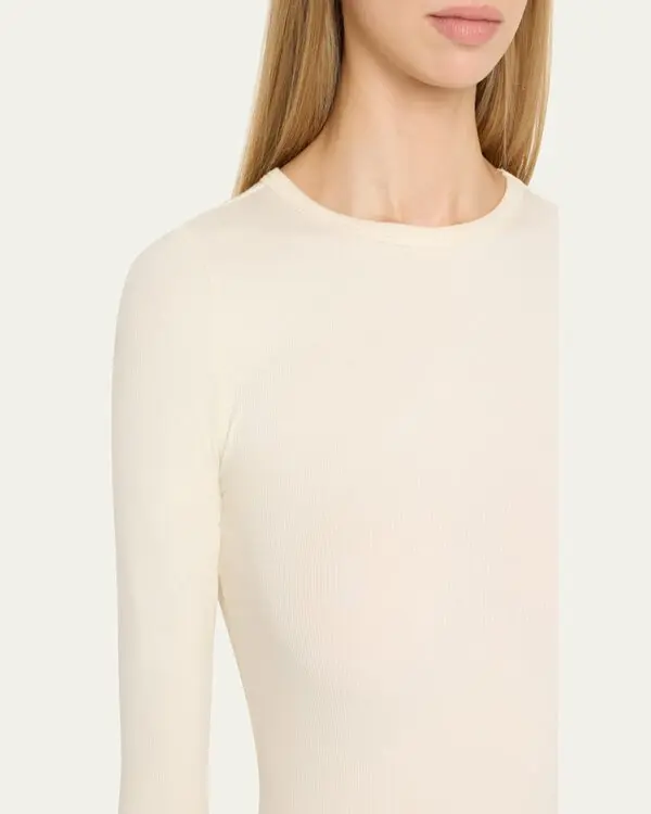 Eterne Long-sleeve Rib-knit Maxi Dress - Cream