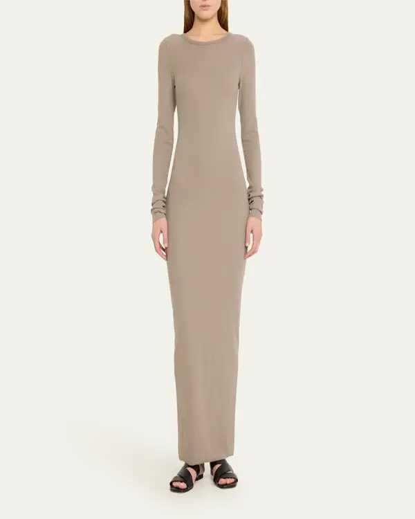 Eterne Long-sleeve Rib-knit Maxi Dress - Cream